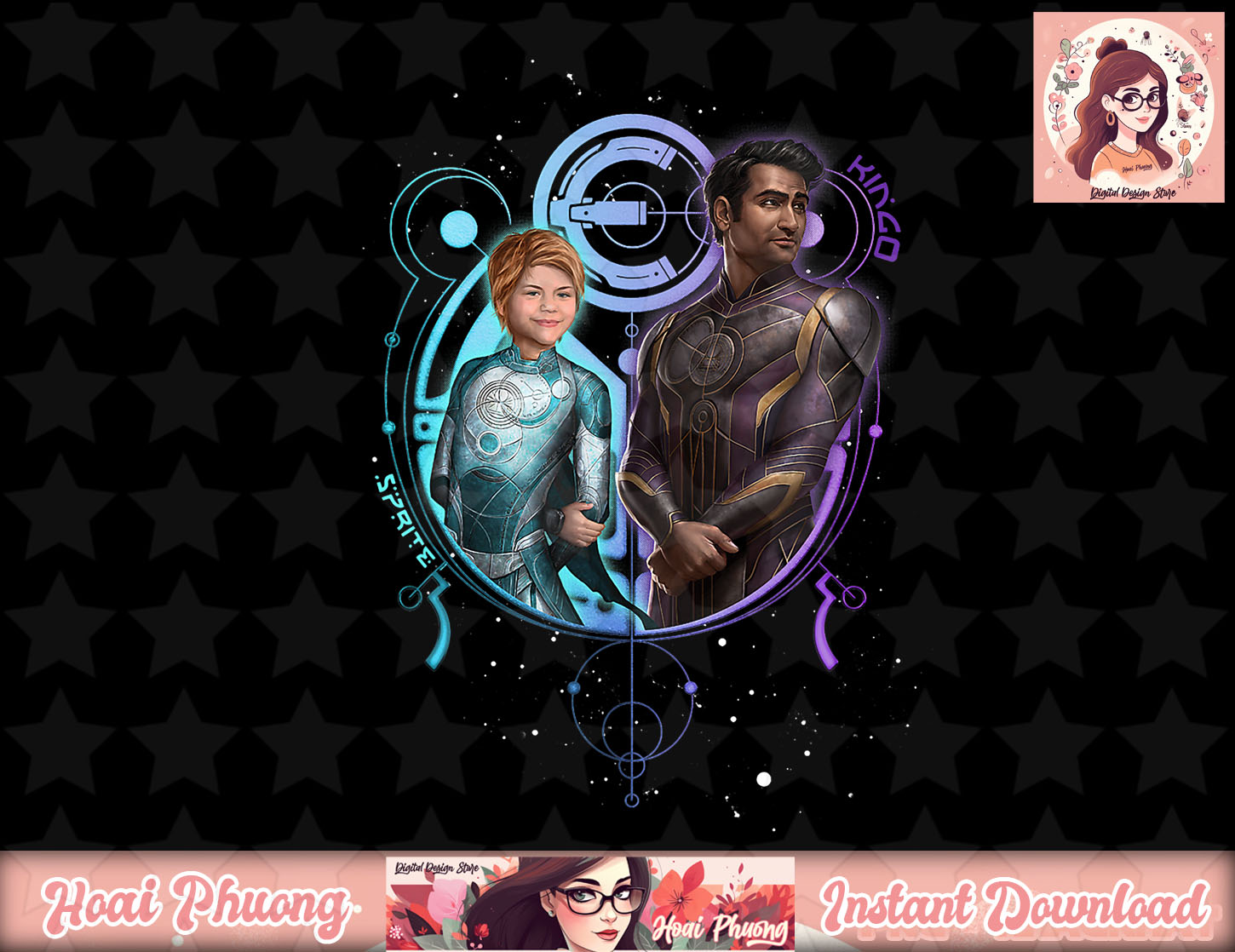 Marvel Eternals Sprite Kingo Duo Poster T-Shirt copy PNG Sub | Inspire ...