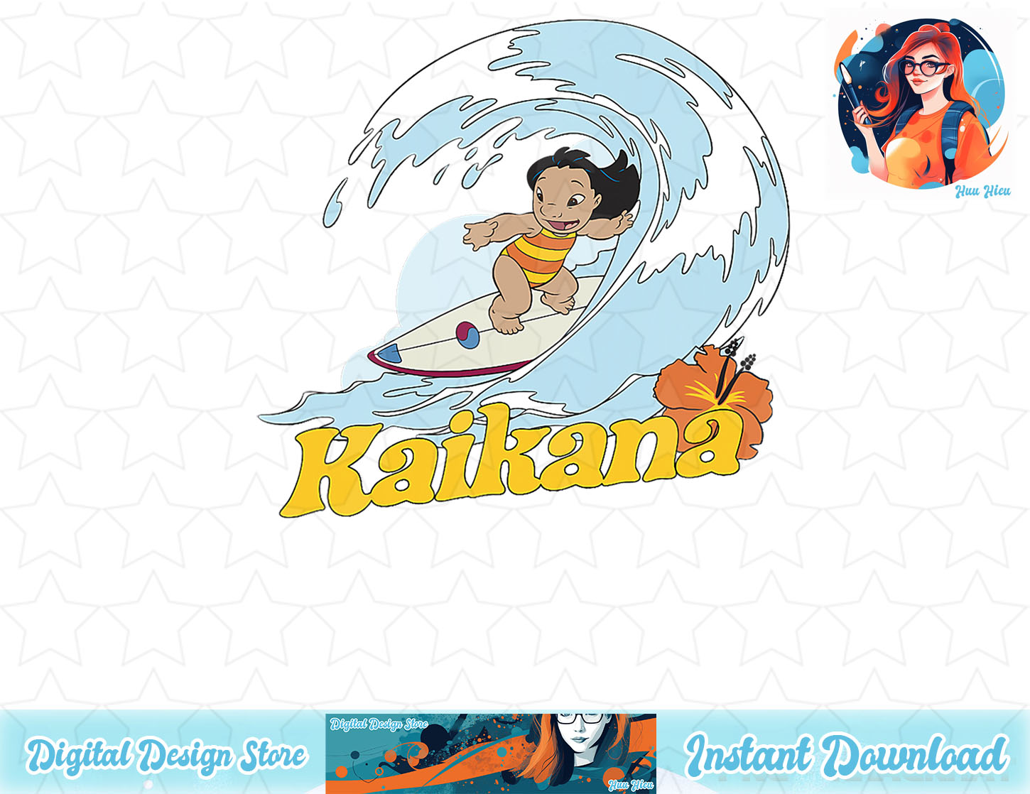 Disney Lilo & Stitch Lilo Kaikana Surfing T-Shirt copy PNG S - Inspire ...