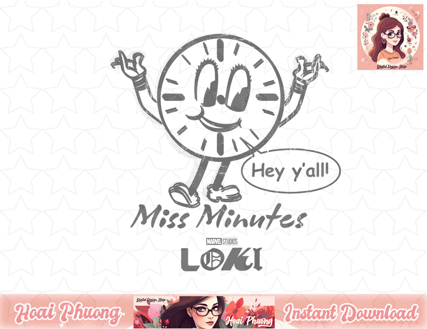 Marvel Loki Miss Minutes Outline T-Shirt copy PNG Sublimate | Inspire ...