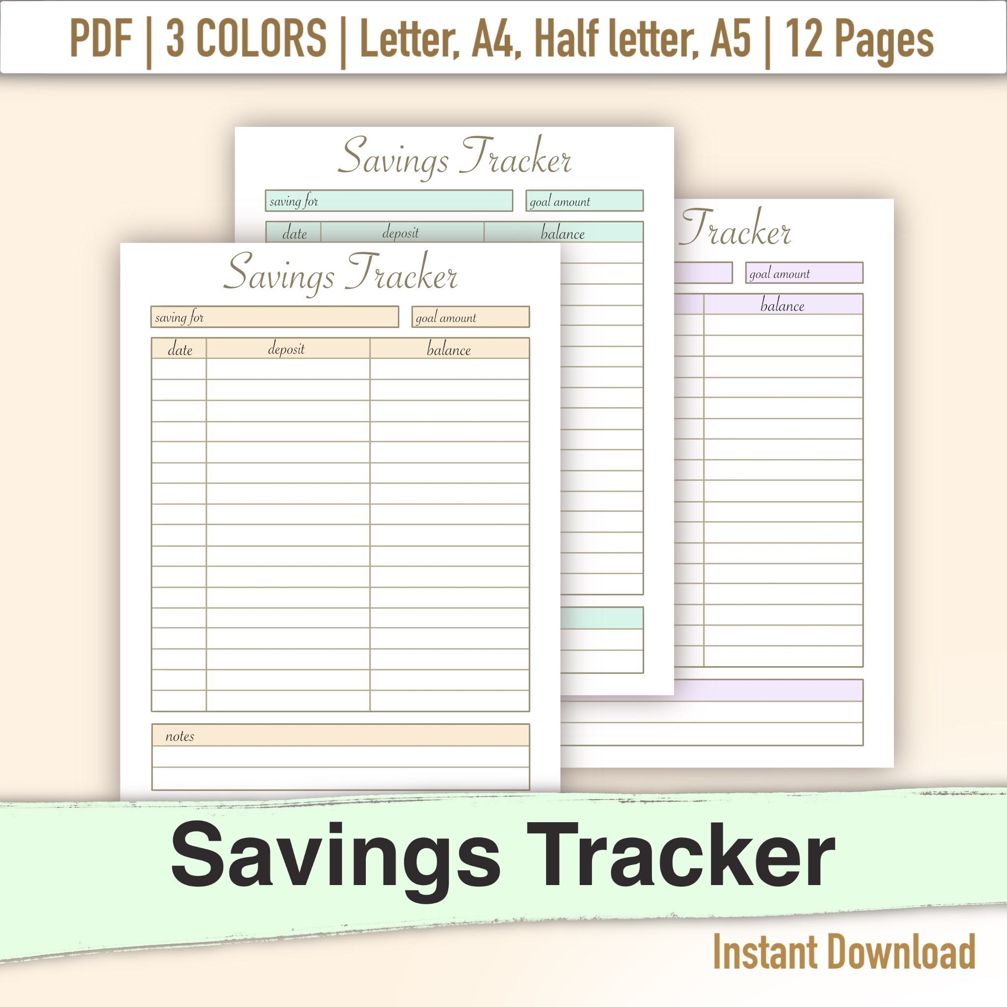 Savings Tracker, Savings Tracker Printable, Savings Planner, | Inspire ...