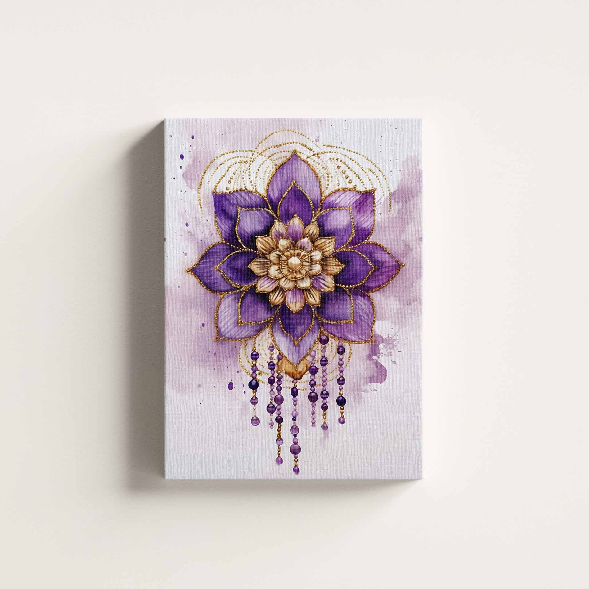 Violet and Gold Boho Watercolor Mandala Digital Printable Wa - Inspire ...
