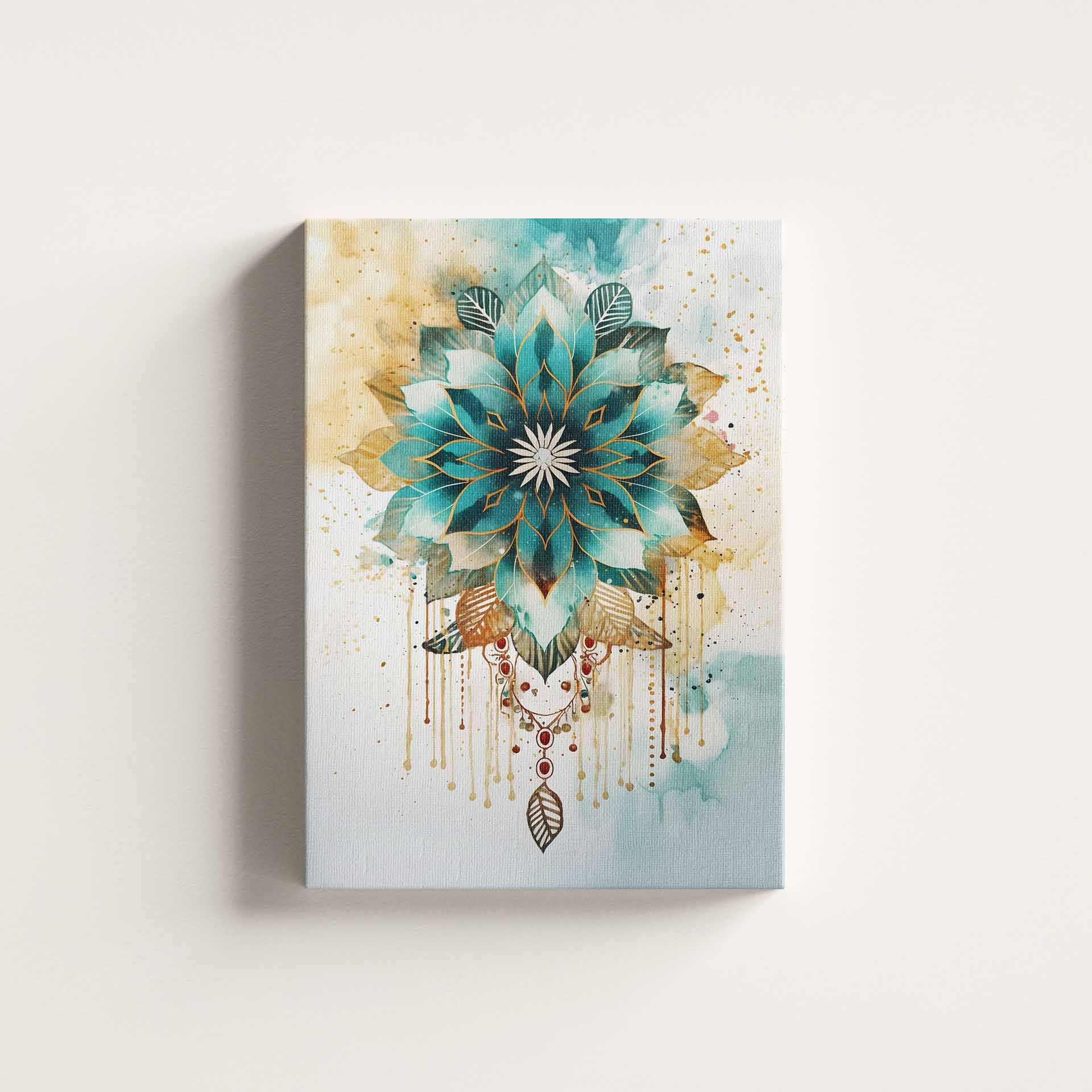 Turquoise and Gold Boho Watercolor Mandala Digital Printable | Inspire ...