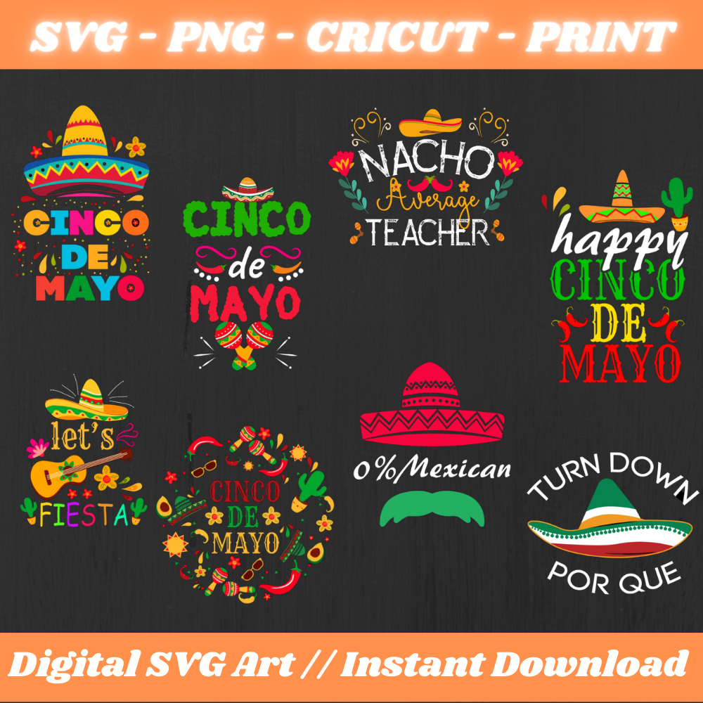 Cinco de Mayo SVG Bundle , Fiesta SVG, Mexican hat, Sombrero | Inspire ...