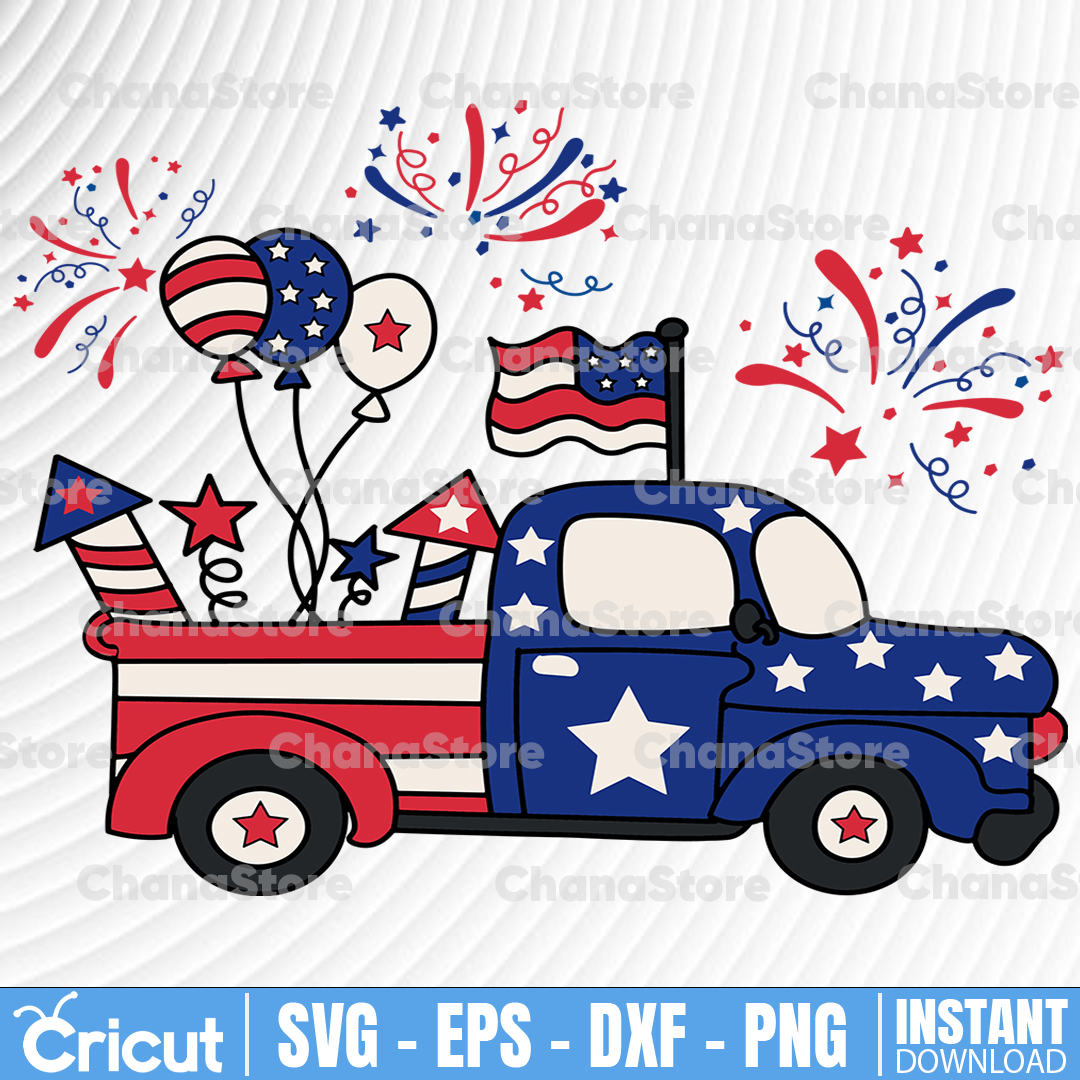 4th of July Truck svg, Summer svg, Country svg, Amercian Fla - Inspire ...