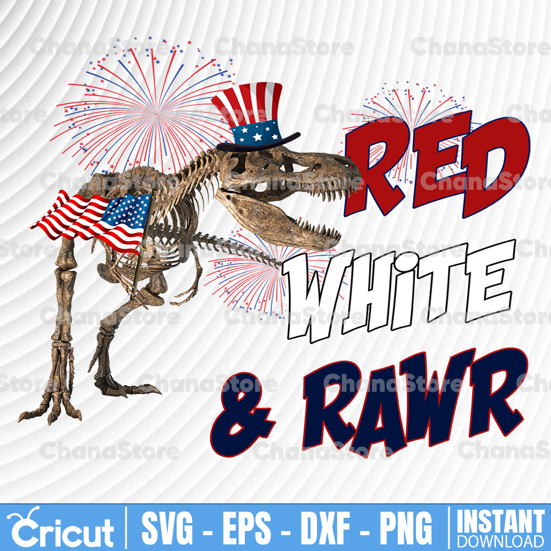Red White And Rawr Png - 4th of July Dinosaur Png, Independe - Inspire ...