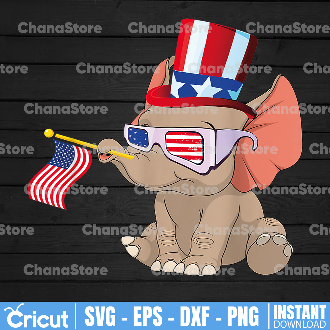 4th Of July Elephant Sublimation Design PNG, Cool America Su | Inspire ...