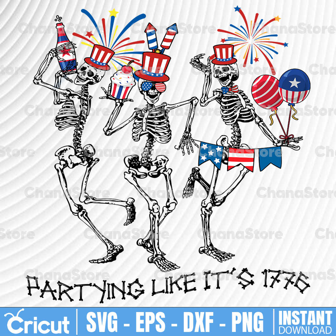 Fourth of July Skellies PNG, Print, Holiday, Skeleton, Danci - Inspire ...