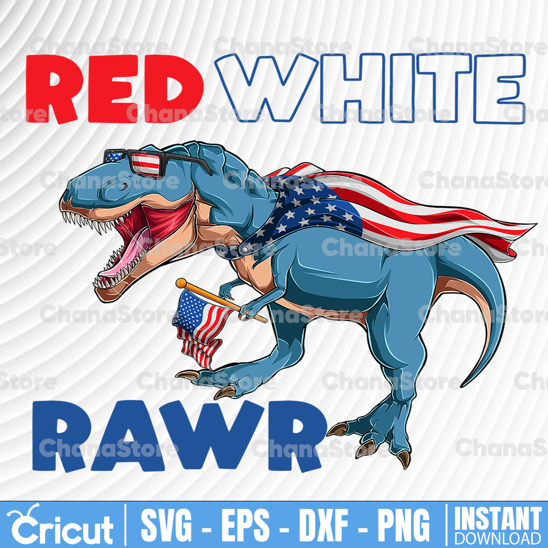 Red White & RAWR Png, 4th of July Dinosaur png, sublimation - Inspire ...