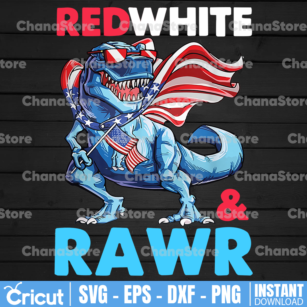 Red White & RAWR Png, 4th of July Dinosaur png, sublimation - Inspire ...