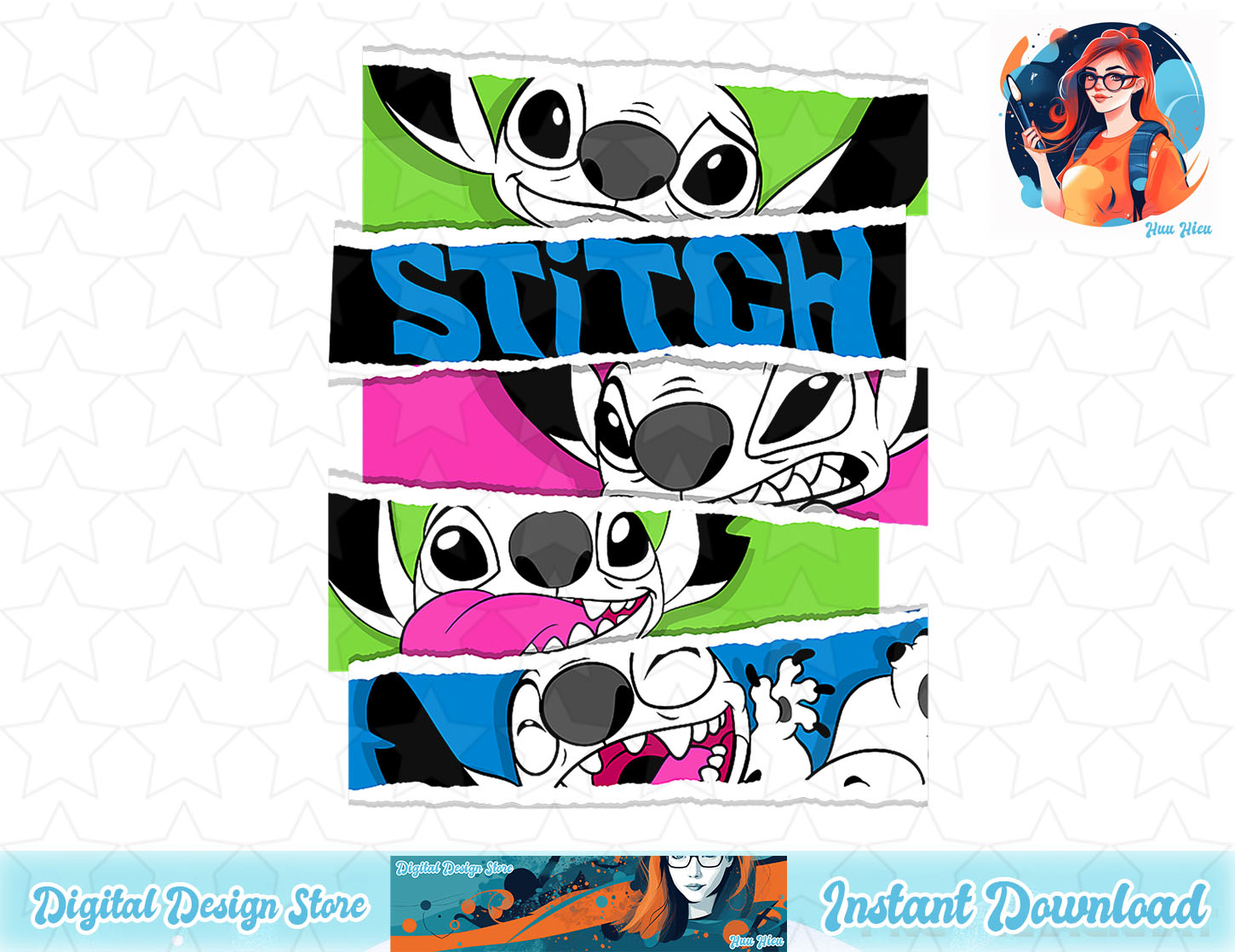 Disney Lilo & Stitch Torn Stitch Big Face Panels T-Shirt cop - Inspire ...