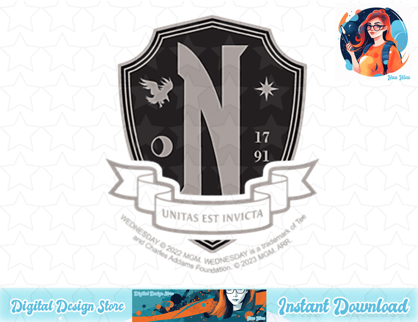 Wednesday Halloween Nevermore Crest Pocket Logo Costume Alt - Inspire ...