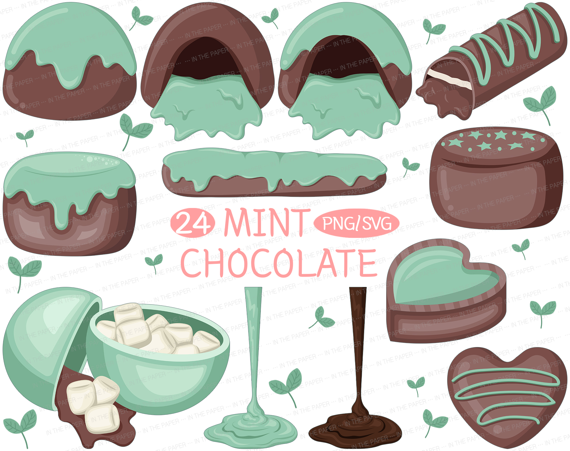 MINT CHOCOLATE | Dripping | Melted | PNG | SVG | Clip Art - Inspire Uplift