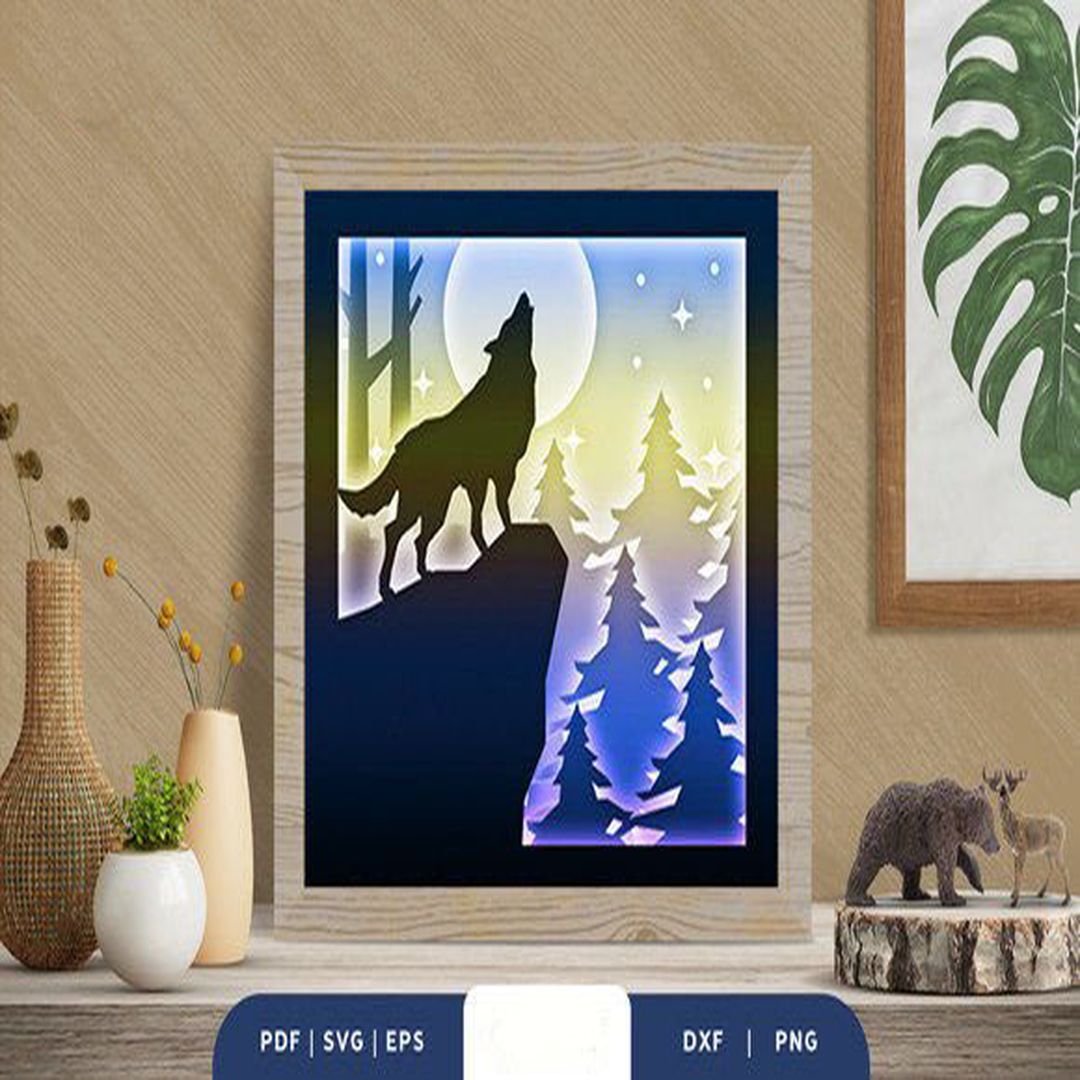 Wolf in the Forest 3D Shadow Box SVG, Shadow Box Template, P - Inspire ...