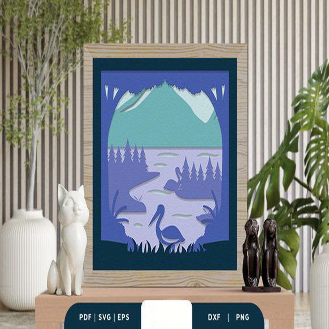 Swan Lake Landscape 3D Paper Cut, Shadow Box Template, Paper - Inspire ...