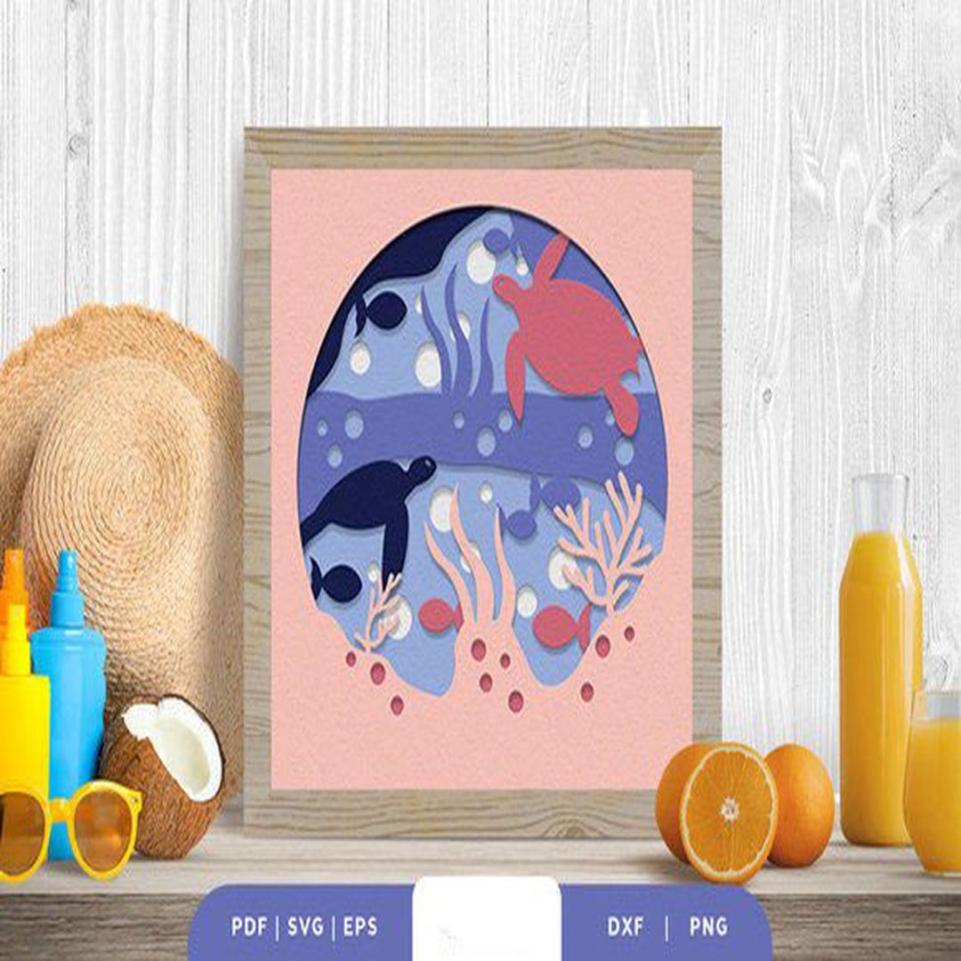 Sea Animal Life 3D Shadow Box SVG, Shadow Box Template, Pape - Inspire ...