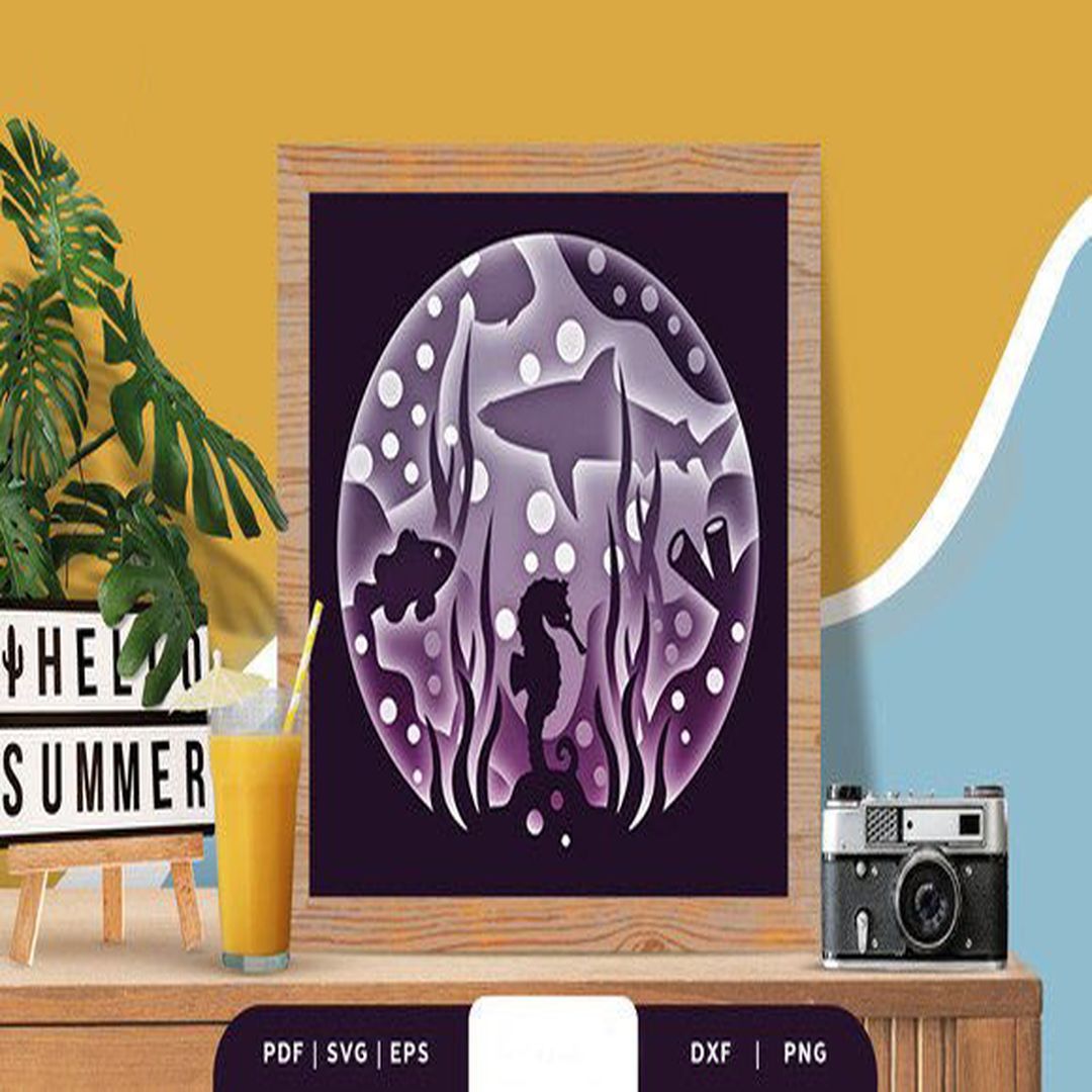Sea Animal 3D Layered Paper Cut, Shadow Box Template, Paper | Inspire ...