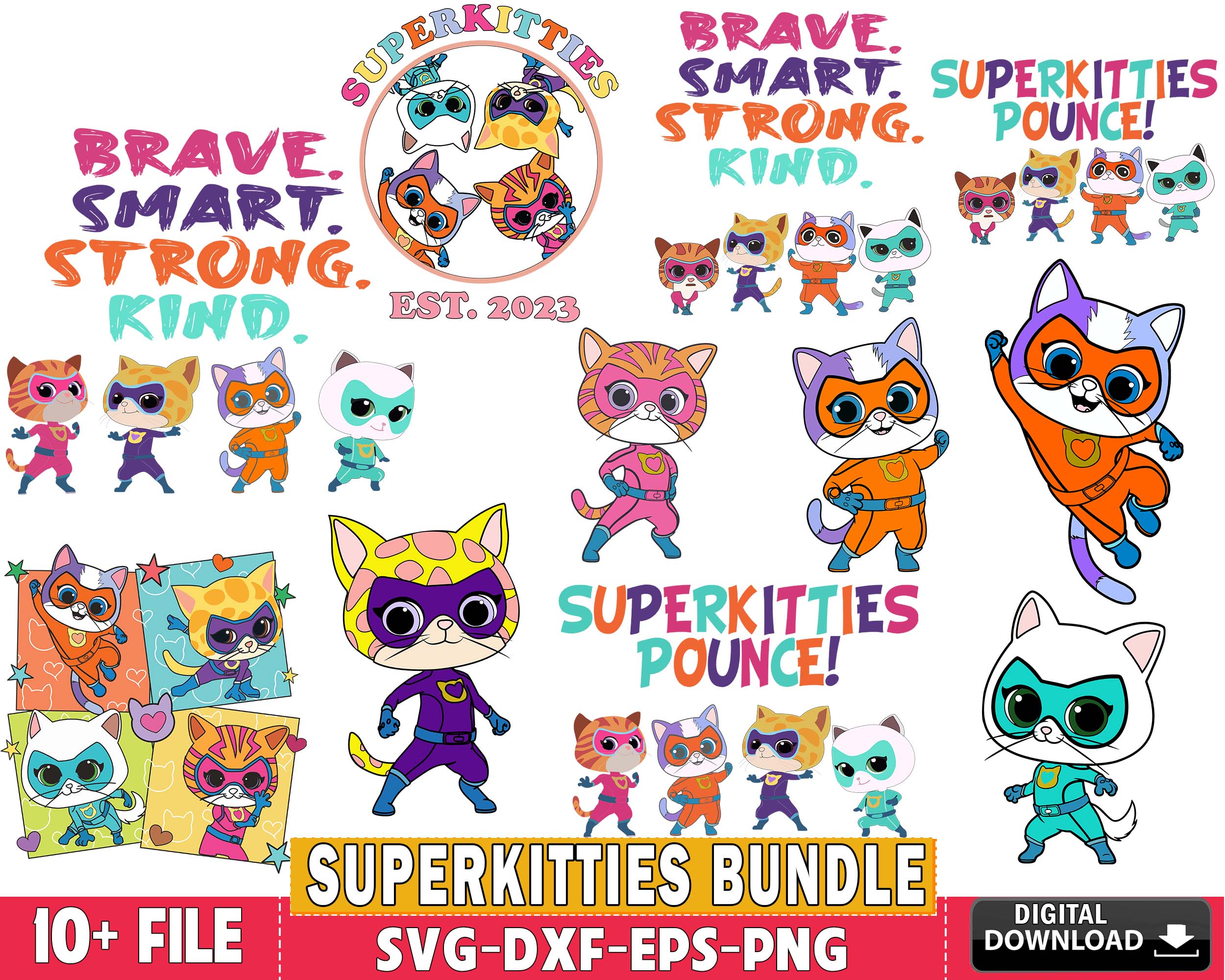 10 file superkitties bundle svg ,Hero Kitties Super Cats Bra | Inspire Uplift