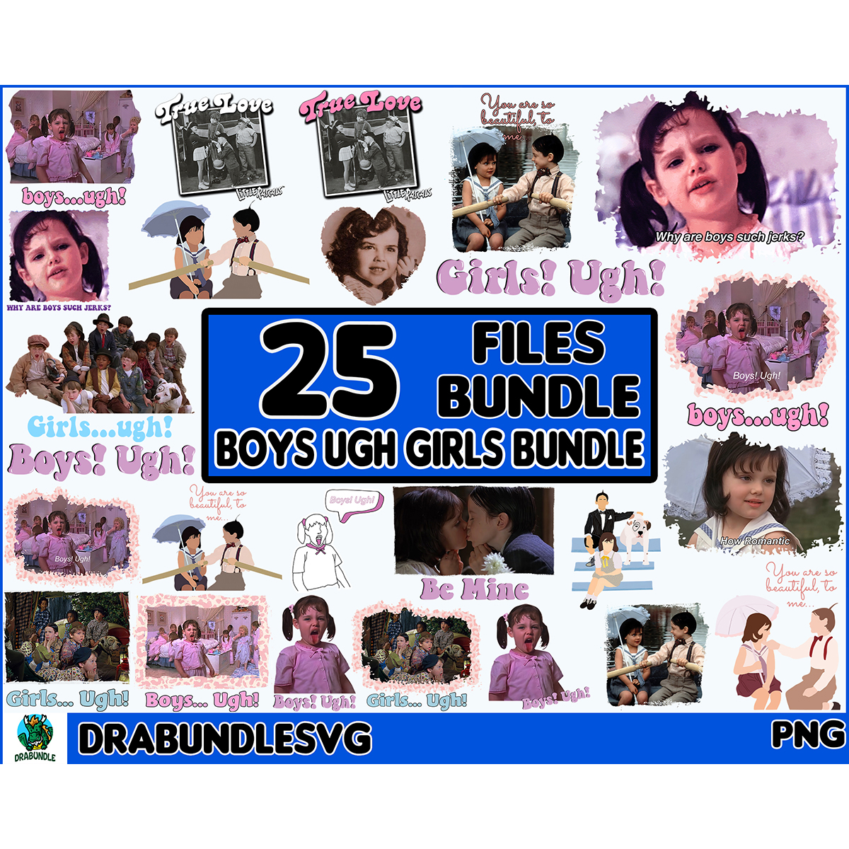 25 Boys Ugh Girls Ugh PNG Bundle, Valentine Little Rascals, - Inspire ...