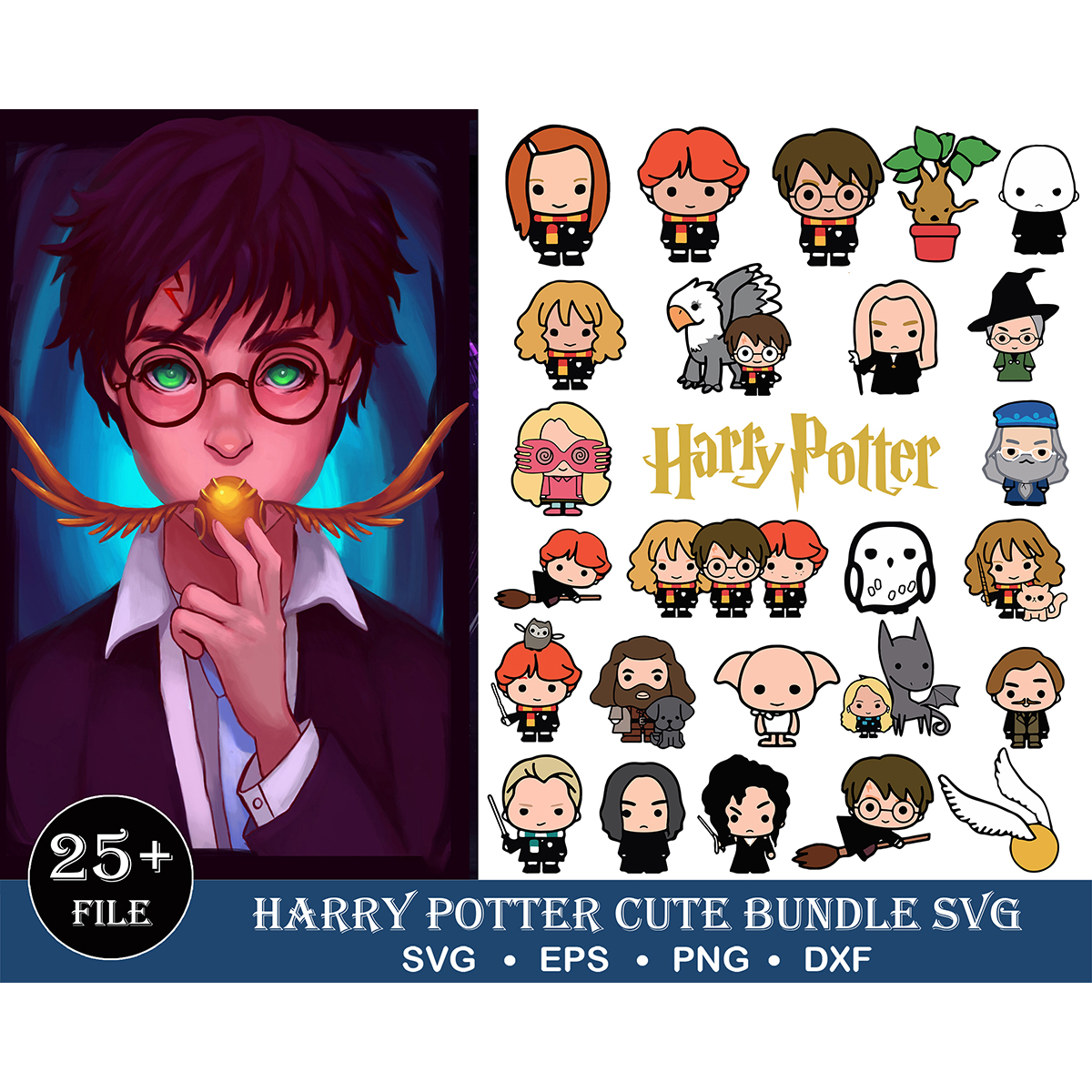 25 Harry Potter Cute Bundle Svg, Harry Potter Svg, Cute Harr - Inspire ...