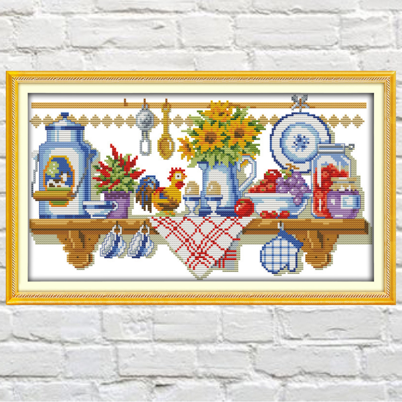 Cross stitch pattern Kitchen shelf | Kitchen embroidery | Vi | Inspire ...