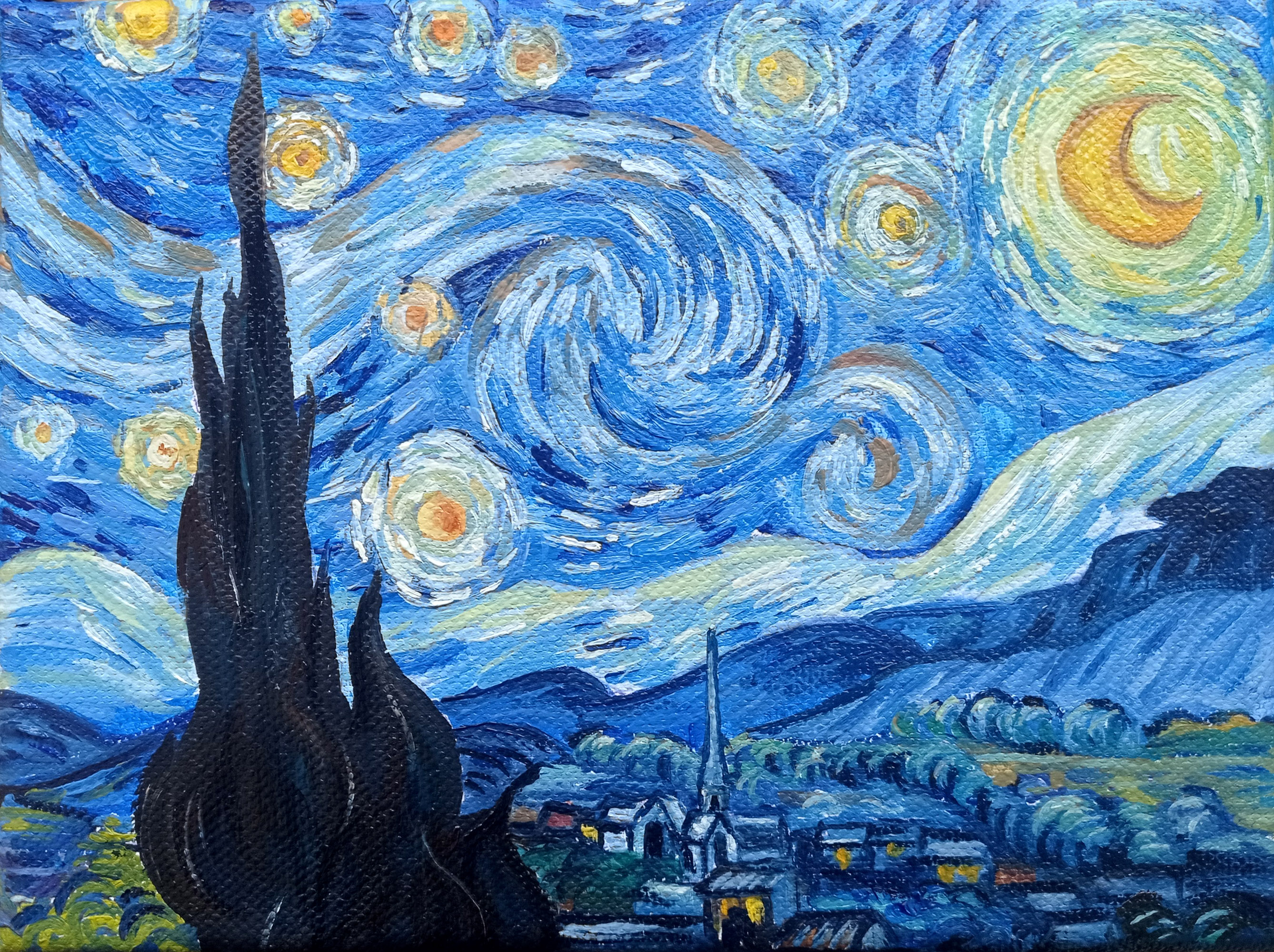 Starry Night Painting Fantasy Original Art Vinsent Van Gogh | Inspire ...