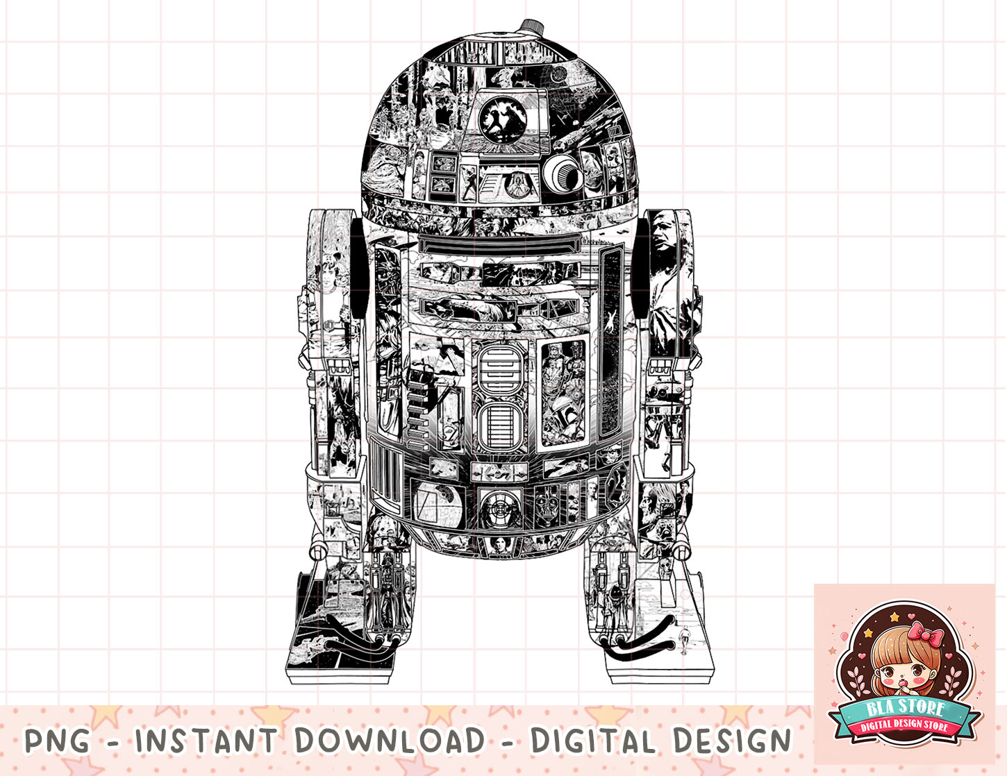 Star Wars Epic R2-D2 Panel Schematics Design png | Inspire Uplift