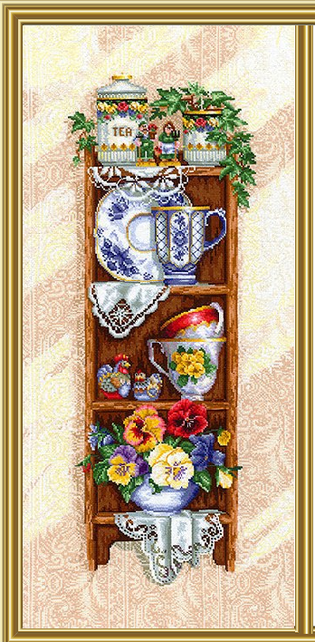 Cross stitch pattern Shelf with flowers | Kitchen embroidery | Inspire ...