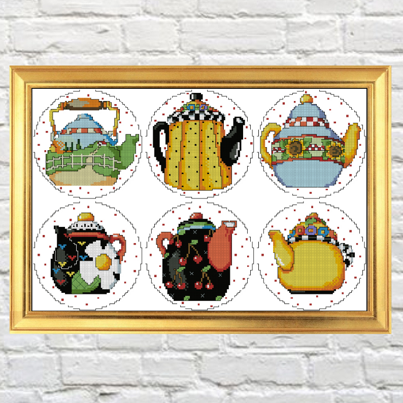 Cross stitch pattern Collection of teapots | Kitchen embroid | Inspire ...