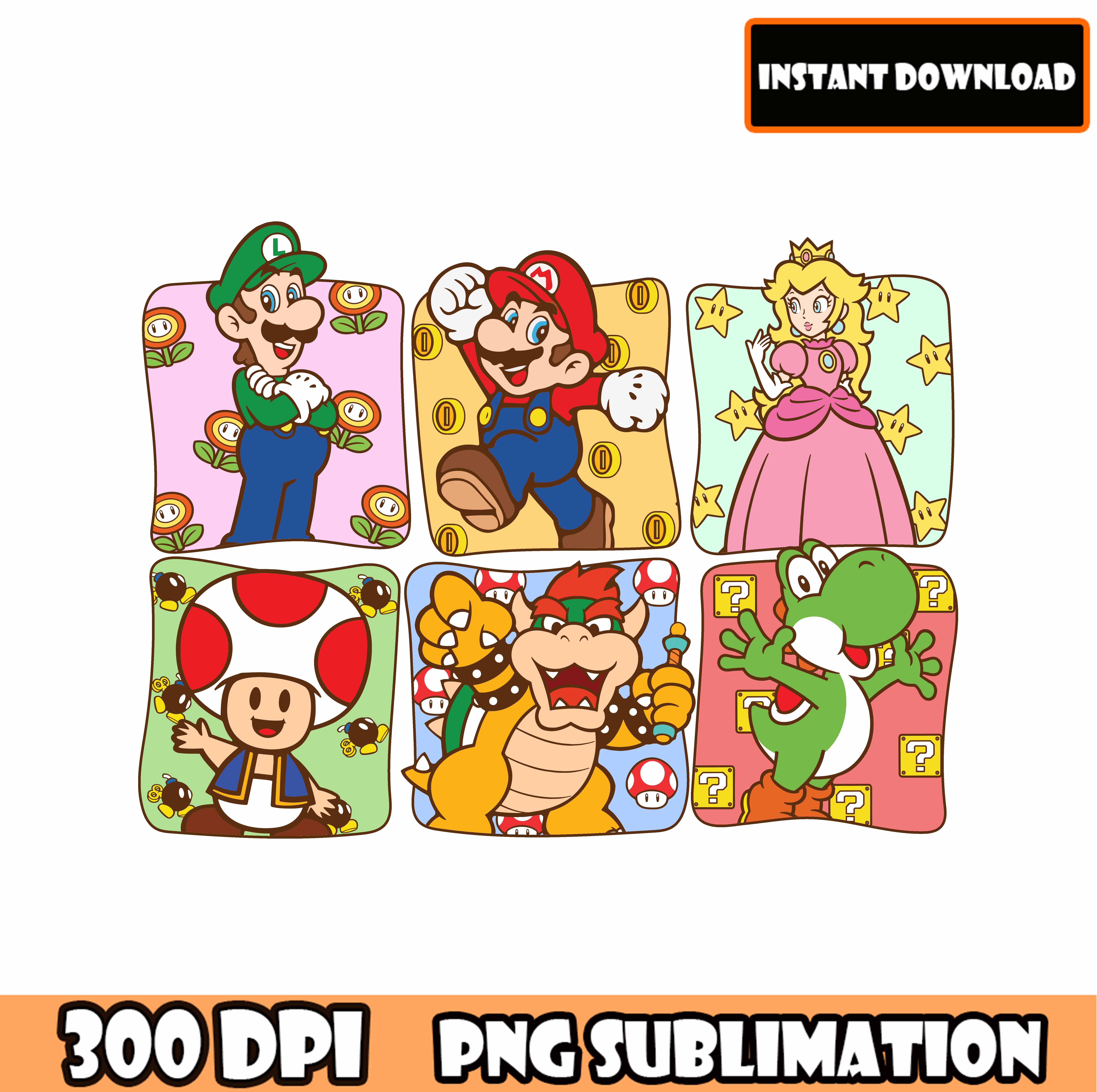 Super Mario PNG Bundle for Cricut and Sublimation, Mario Fam | Inspire ...