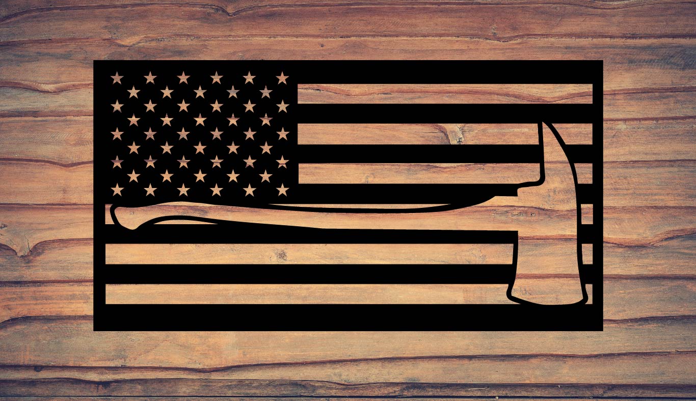 Axe with flag DXF for laser cutting | Inspire Uplift