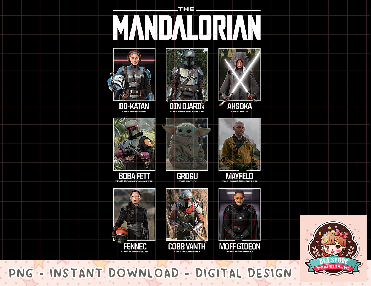 Star Wars The Mandalorian Character Grid png | Inspire Uplift