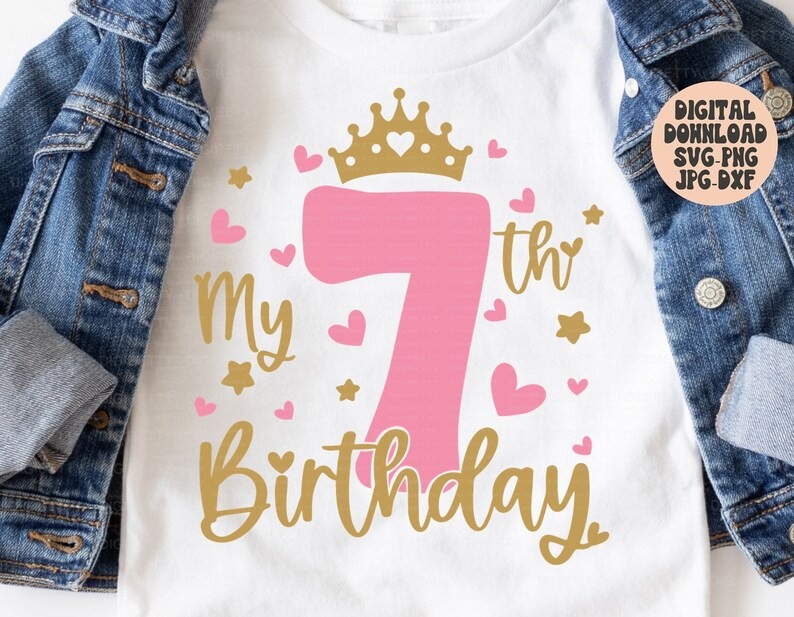 7th Birthday Svg Png Jpg Dxf, Birthday Svg, 7th Birthday Svg - Inspire ...