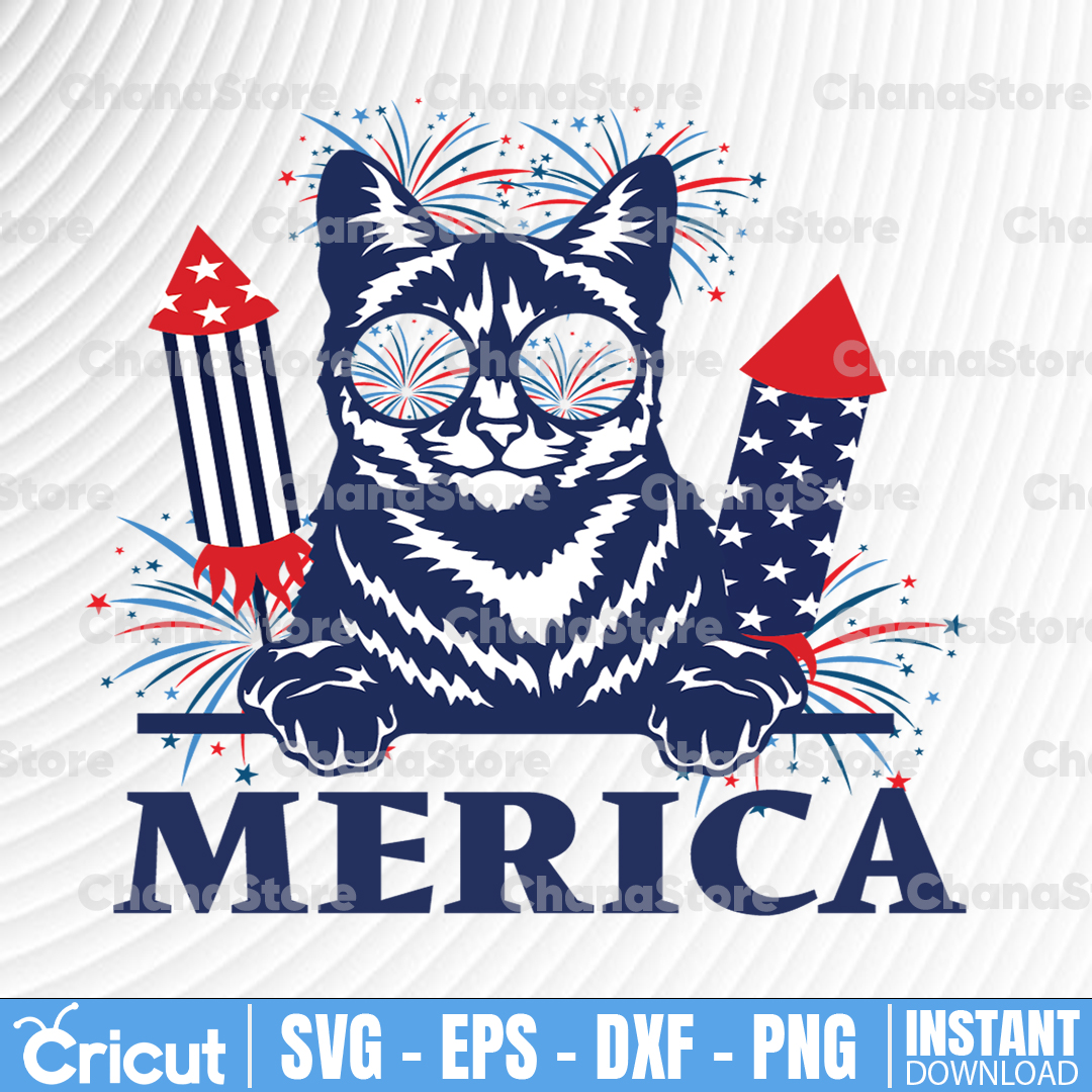 Merica 4th July Cat Svg Png, American Flag Patriotic Png, Pa | Inspire ...