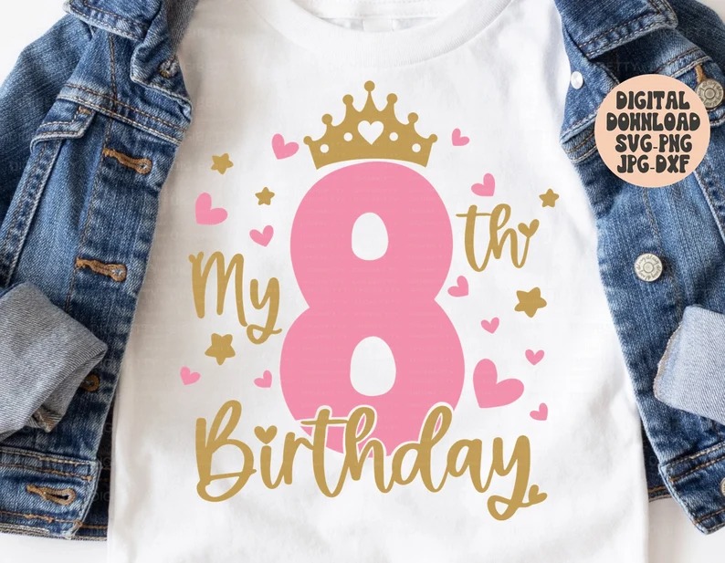 8th Birthday Svg Png Jpg Dxf, Birthday Svg, 8th Birthday Svg | Inspire ...