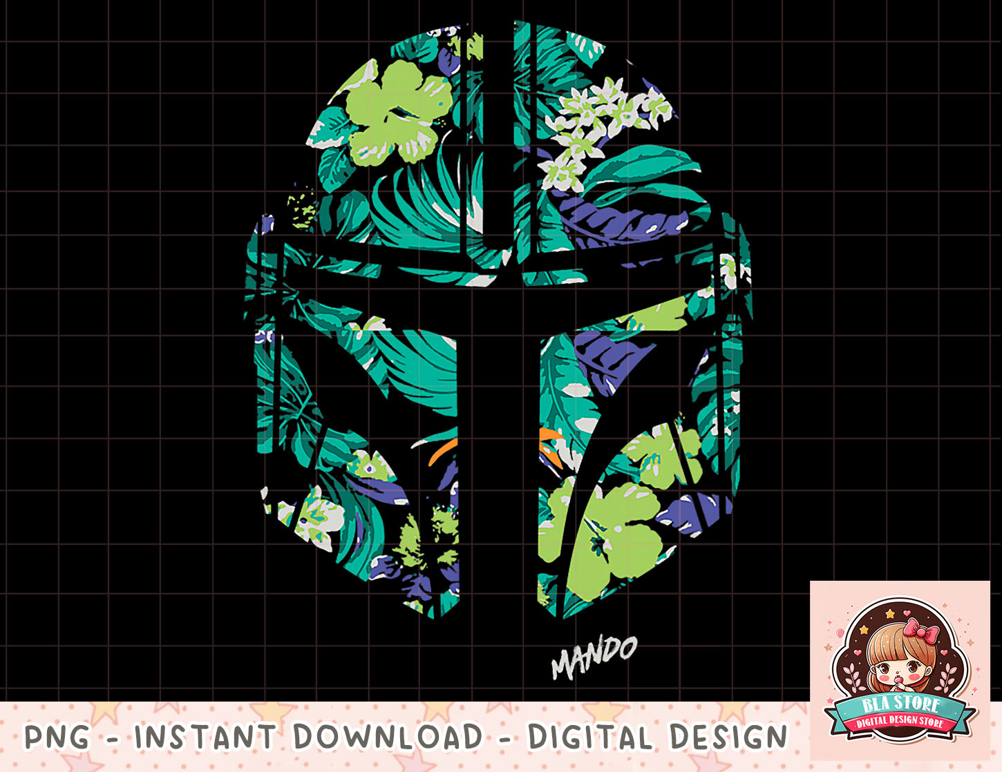 Star Wars The Mandalorian Mando Tropical Print Helmet png | Inspire Uplift