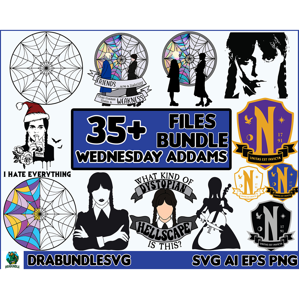 35 Wednesday Addams Bundle SVG, Wednesday SVG, Christmas SVG | Inspire ...