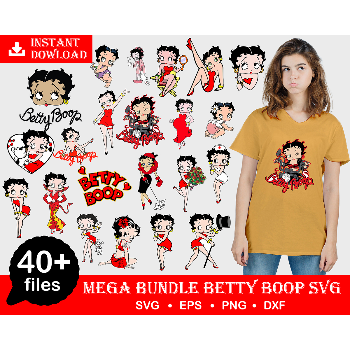 40 Betty Boop SVG Bundle,Betty Boop Layered,SVG, Easy Cut,Ts - Inspire ...