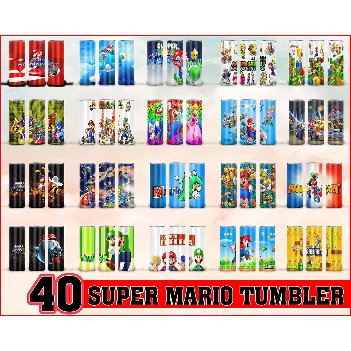 40 Mario DESIGNS 20oz Skinny Straight & Tapered Bundle, Temp - Inspire ...