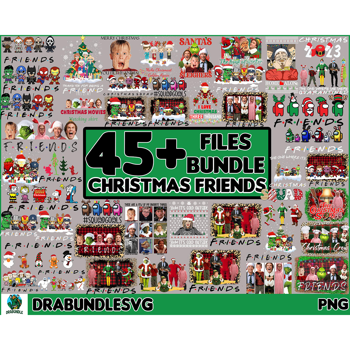 45 Christmas Friends PNG Bundle, Friends Christmas Png, Chri - Inspire ...