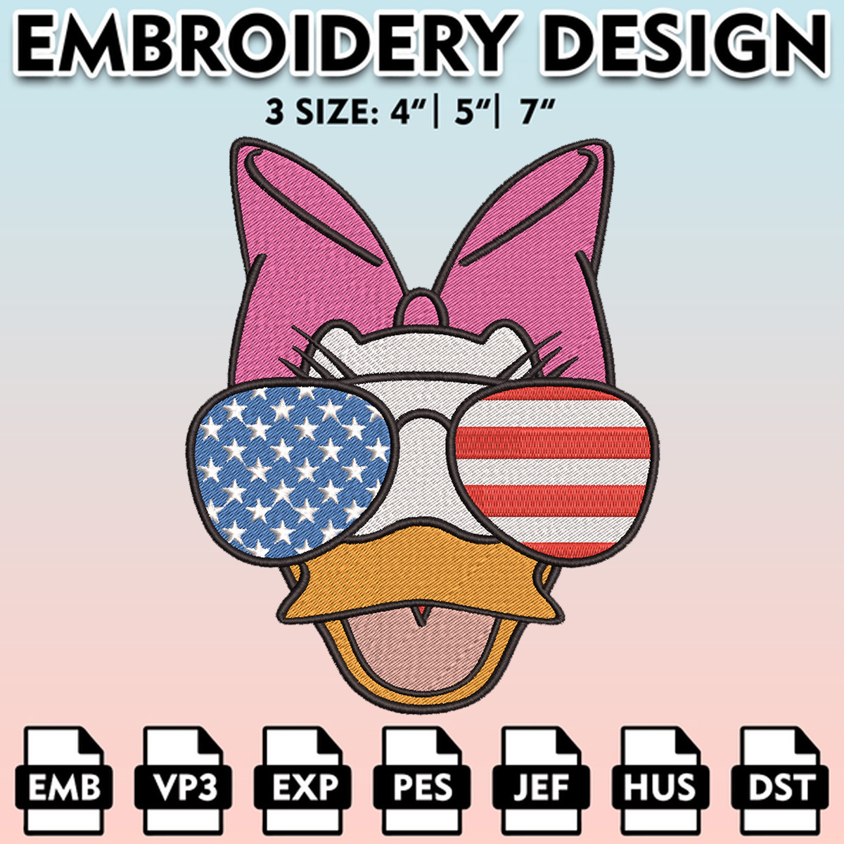 American Daisy Duck Embroidery Designs, Fourth of July Embro | Inspire ...