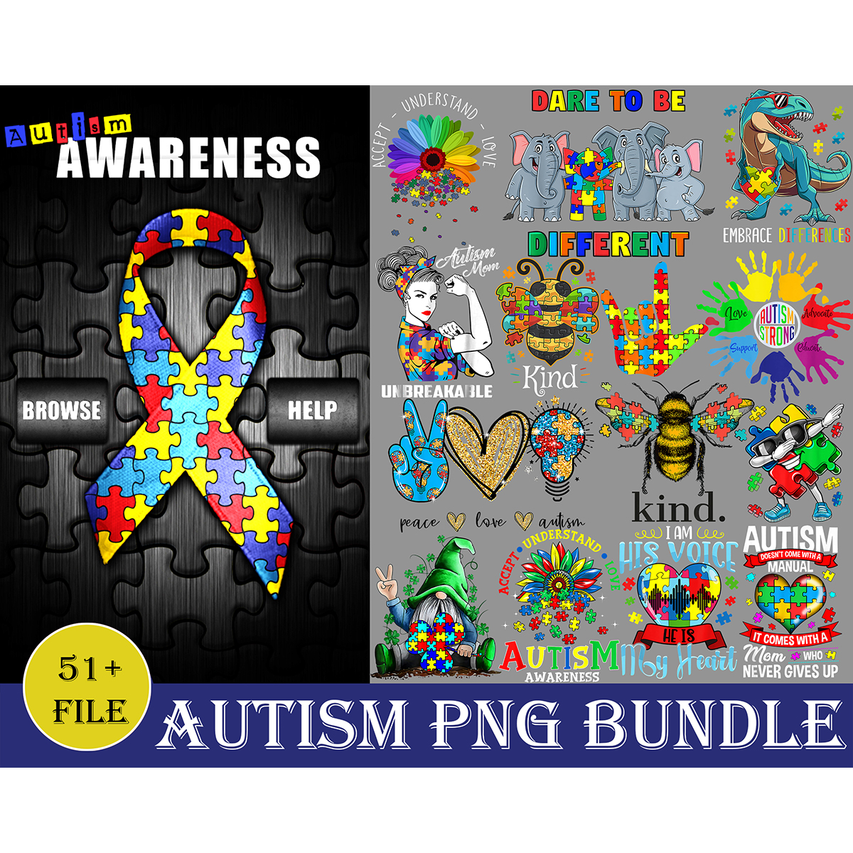51 Autism Bundle Png, Autism Bee png, Dabbing Puzzle png, El | Inspire ...