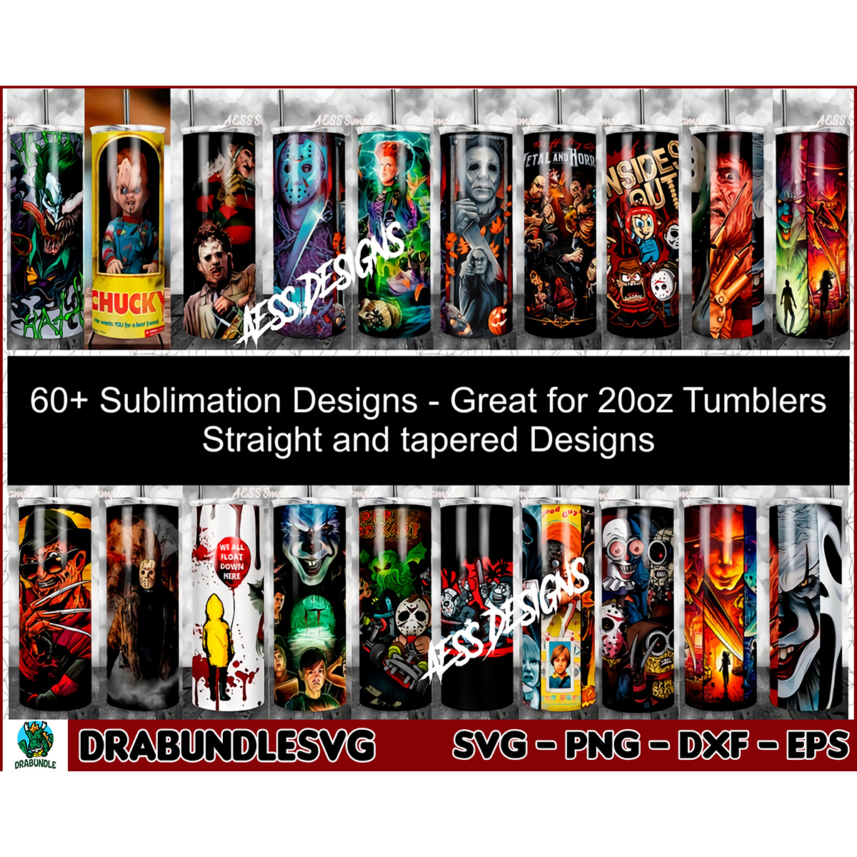 60 Horror Sublimation Design Bundle - Straight & Tapered Des | Inspire ...