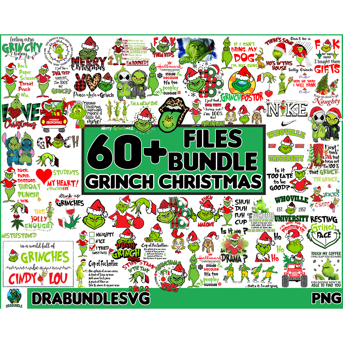 60 Merry Grinchmas PNG Bundle, The Grinchmas PNG Files, Grin - Inspire ...