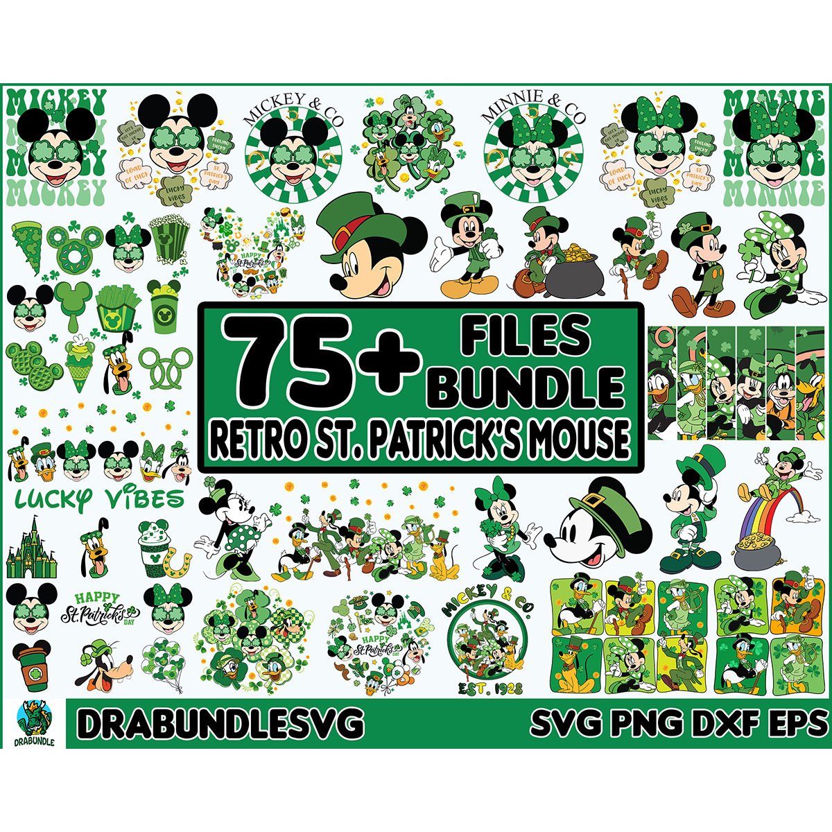 75 Files Retro St. Patrick's Mouse SVG PNG Bundle, Magical S | Inspire ...