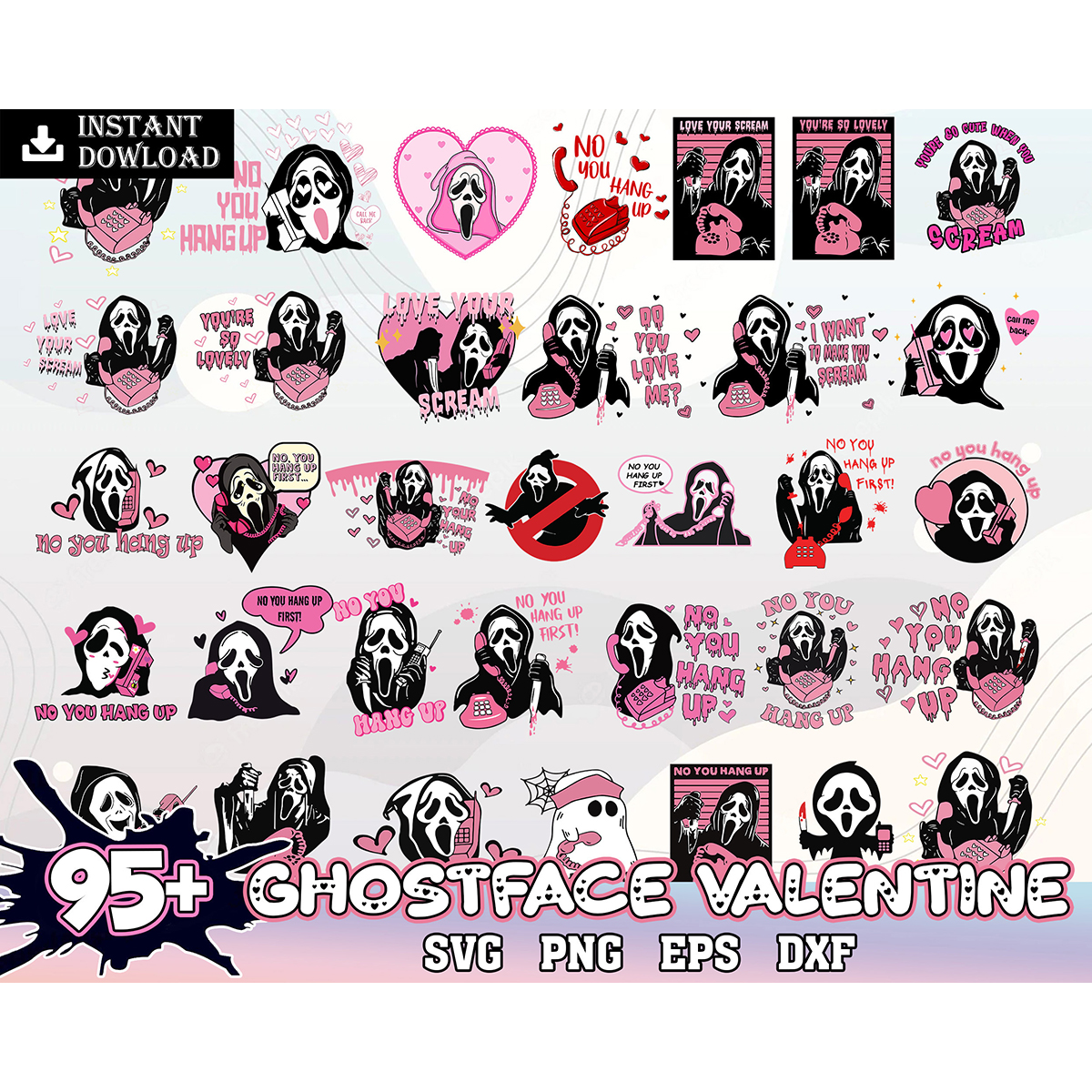 95 Valentine Ghostface SVG PNG Bundle, Ghostface Calling, No - Inspire ...