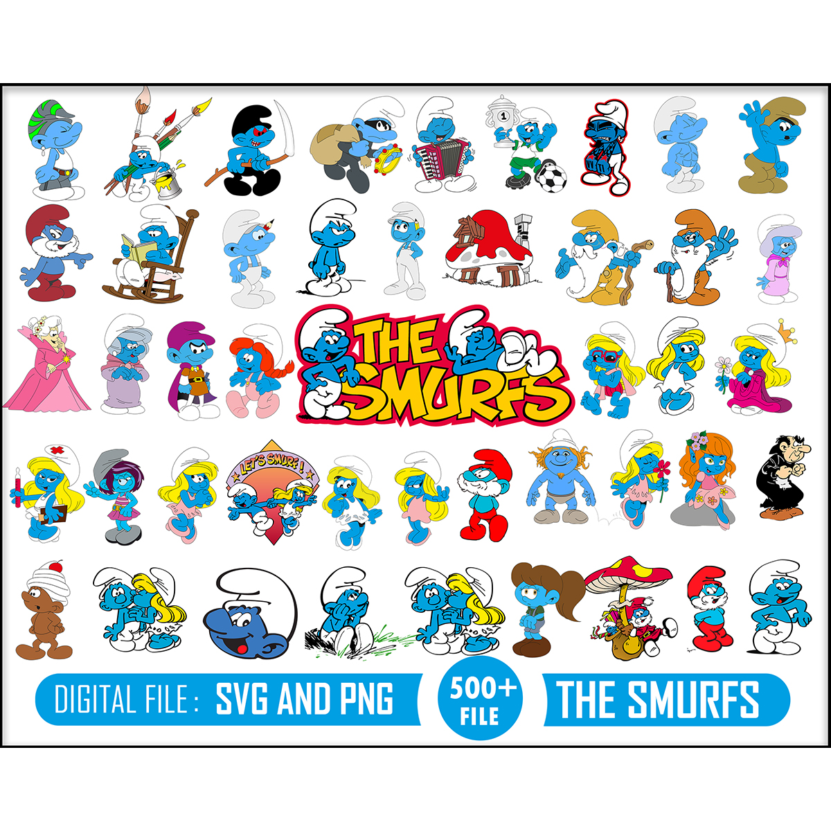 500 Smurfs Svg, Cricut file, Mega Bundle Smurfs Png, Smurfs | Inspire ...