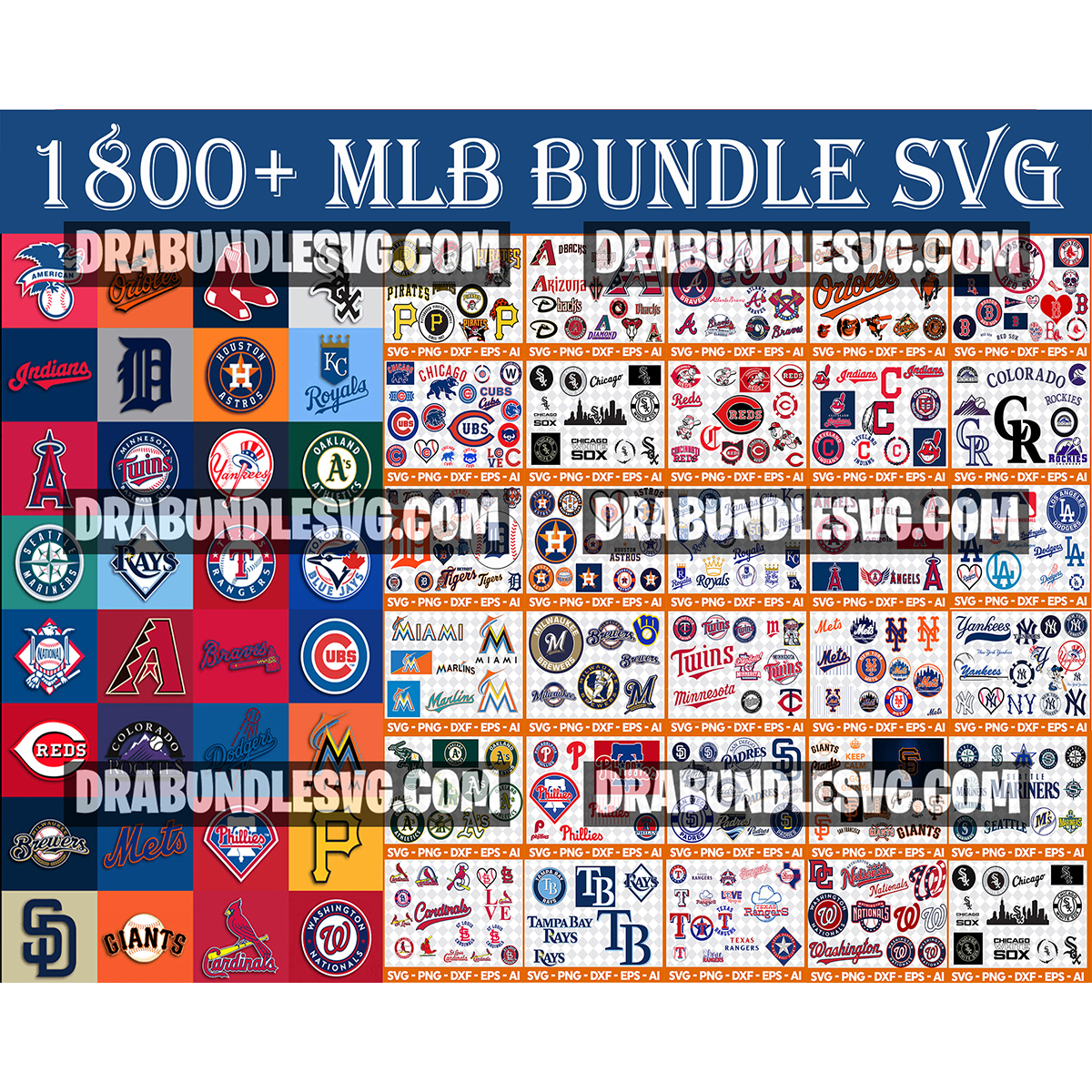 Mega bundle sport svg MLB svg digital file cut, M.LB Teams S | Inspire ...