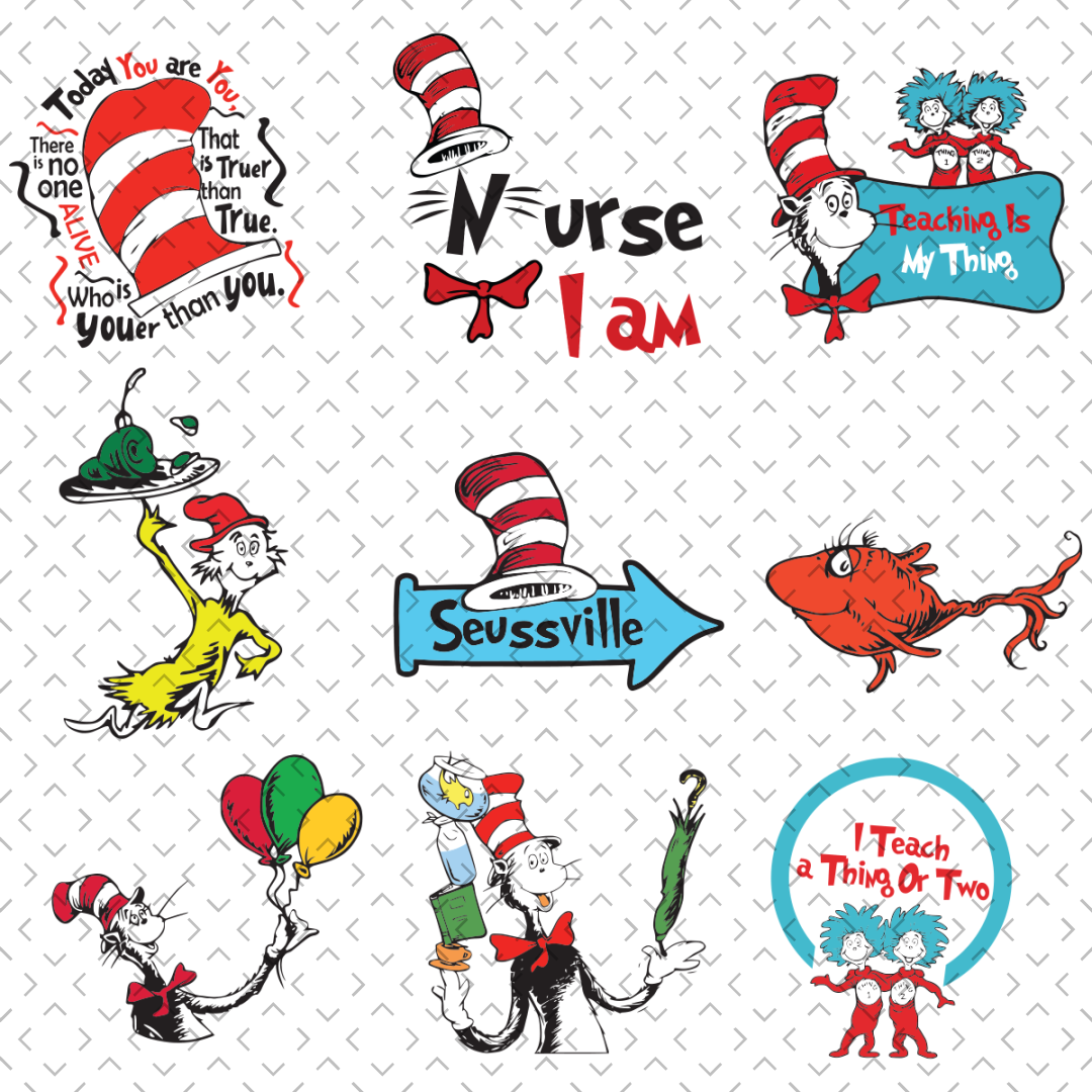Dr Seuss Bundle Svg, Dr Seuss Svg, Dr Seuss Clipart, Dr Seus | Inspire ...