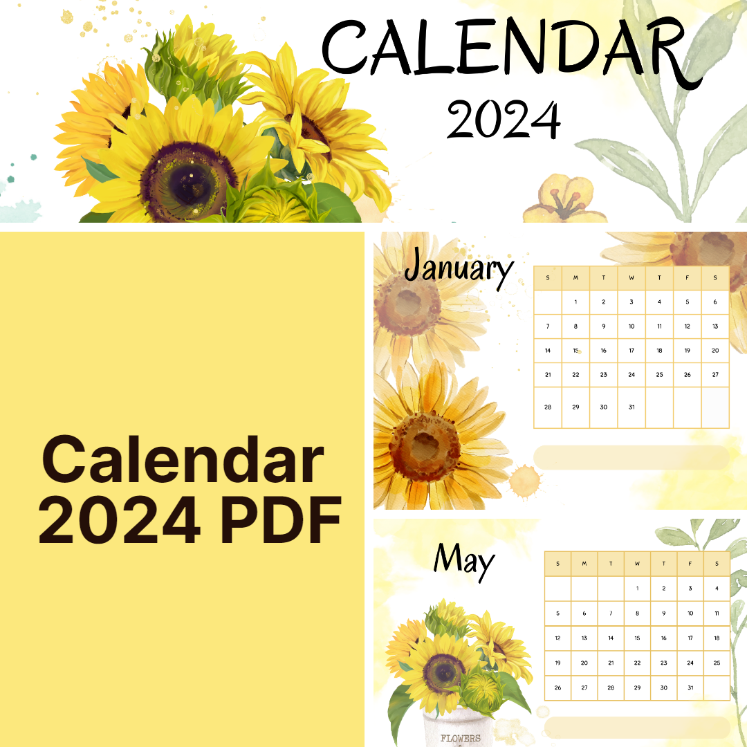 Sunflower Monthly Calendar 2024 Printable Desk Calendar Inspire Uplift