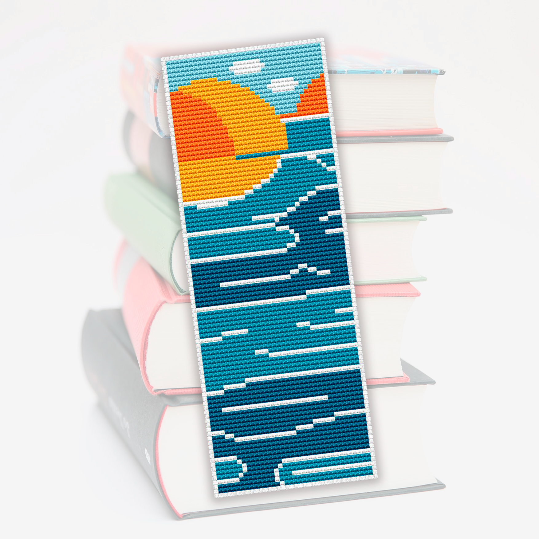 Cross stitch bookmark pattern Sunset, Bookmark embroidery | Inspire Uplift